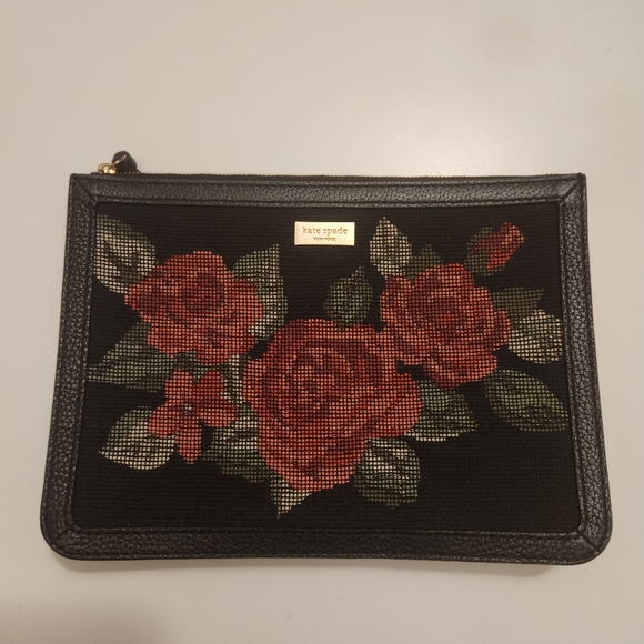 kate spade | Bags | Kate Spade Floral Rose Embroidered Clutch Bag Nwt ...